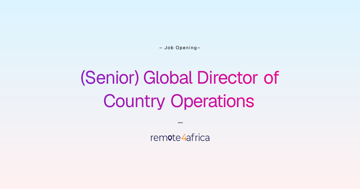 Remote (Senior) Global Director of Country Operations job at NGO / Non ...