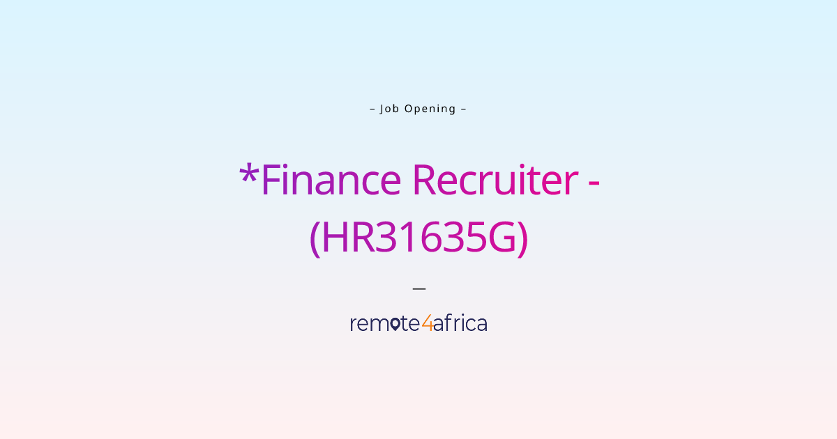 Remote *Finance Recruiter - (HR31635G) job at Human Resource Services ...