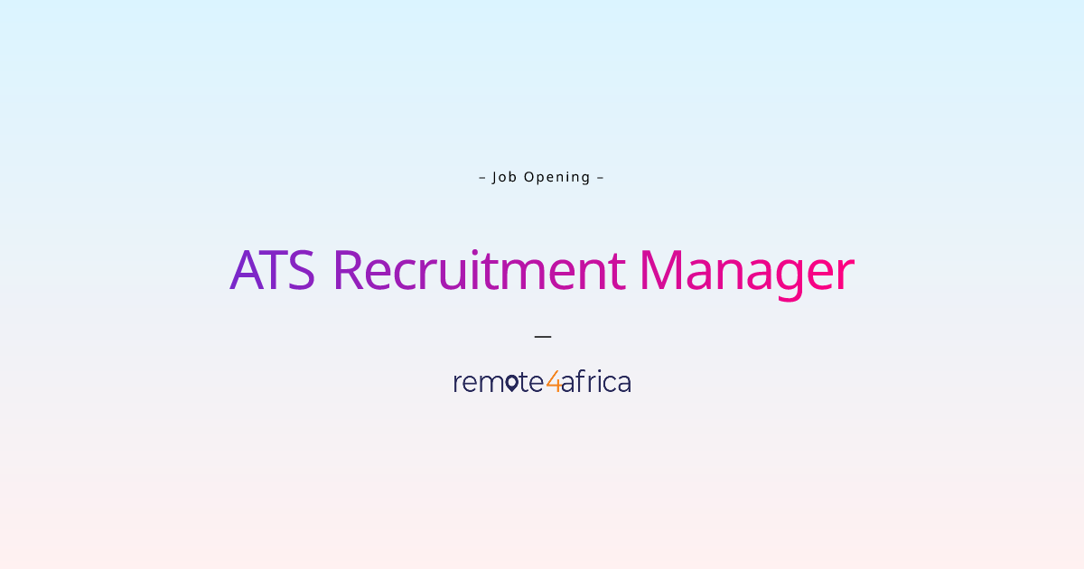 Remote Ats Recruitment Manager Job At Human Resource Services Company