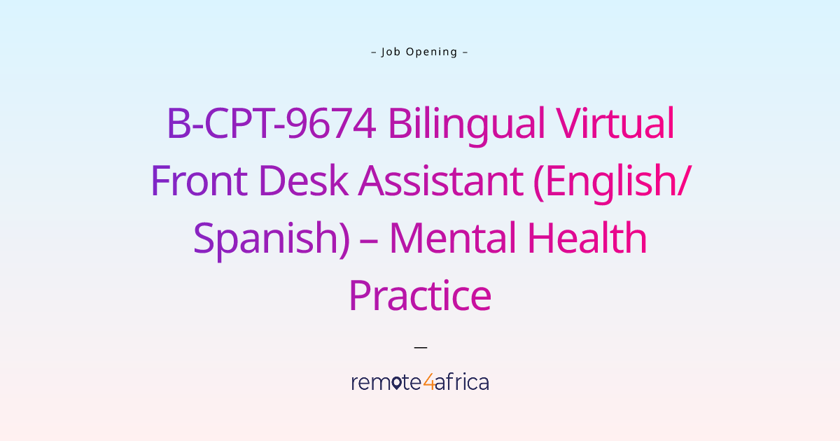 Remote B-CPT-9674 Bilingual Virtual Front Desk Assistant (English ...