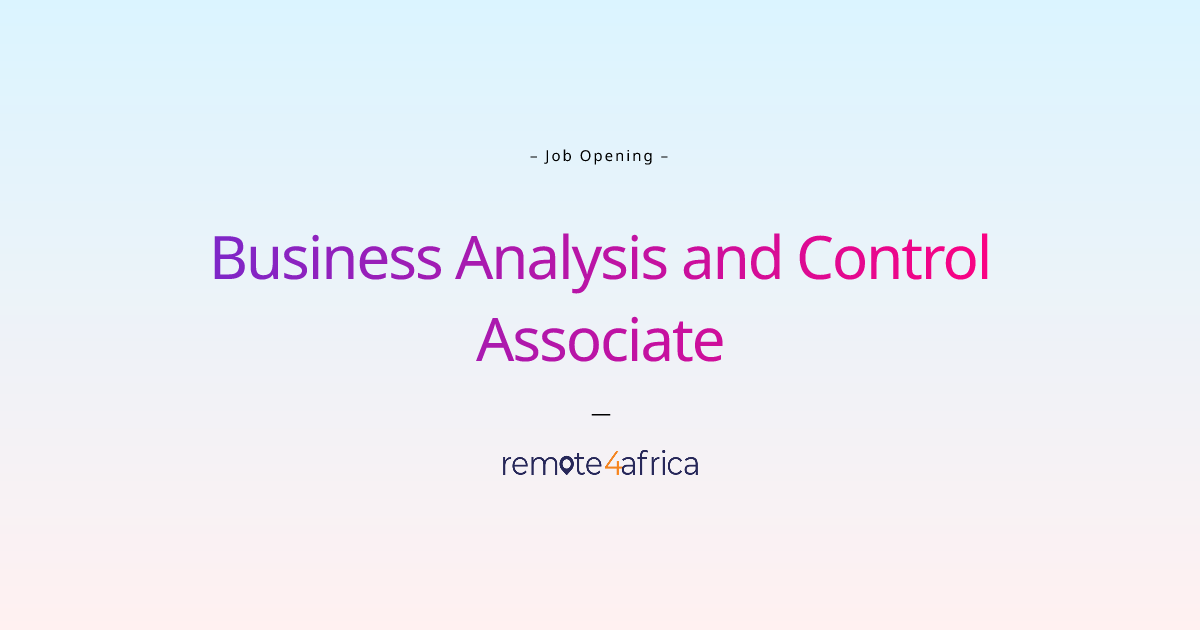 Remote Business Analysis and Control Associate job at Human Resource Services company ...