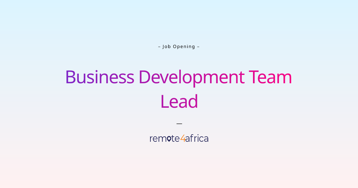 Remote (Hybrid) Business Development Team Lead job at Financial ...