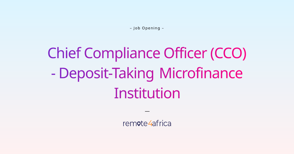 Remote (Hybrid) Chief Compliance Officer (CCO) - Deposit-Taking ...