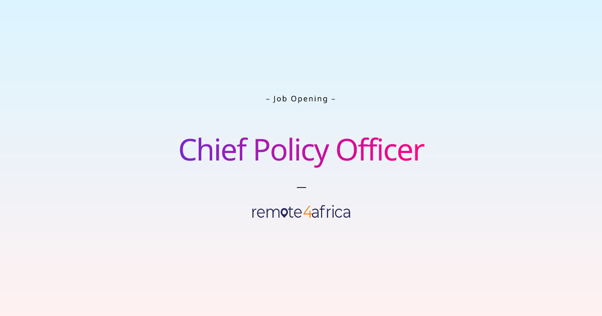 Remote Chief Policy Officer job at Financial Services / FinTech company ...