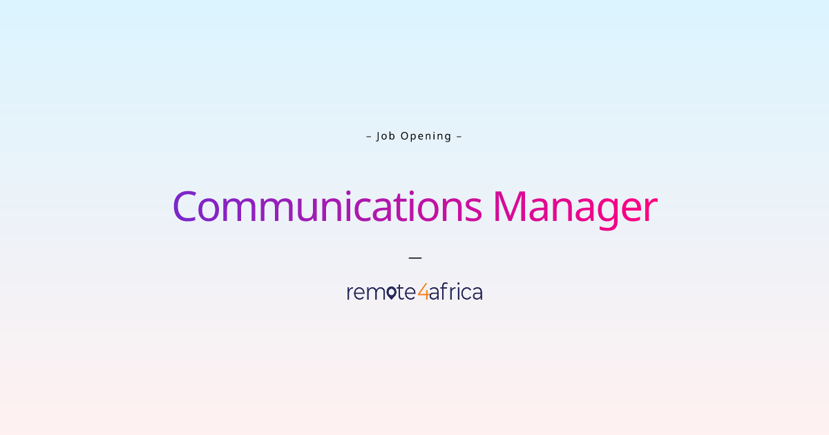 Remote Communications Manager job at Internet Software & Services ...