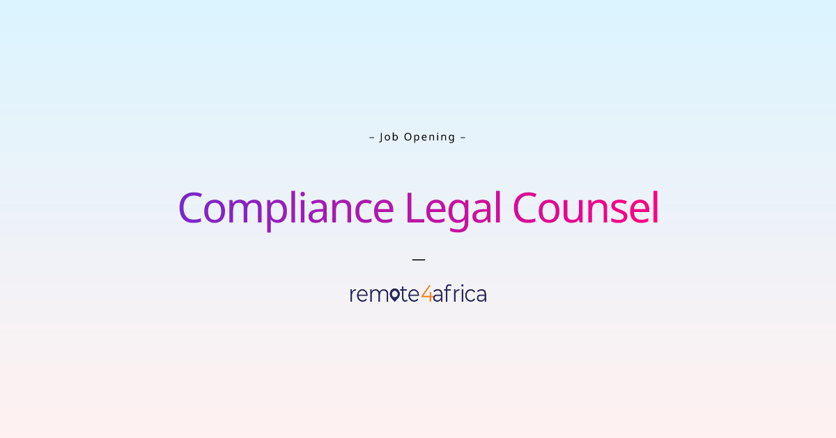 Remote Compliance Legal Counsel job at Financial Services / FinTech ...