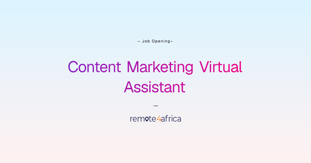 Remote Content Marketing Virtual Assistant job at Human Resource ...