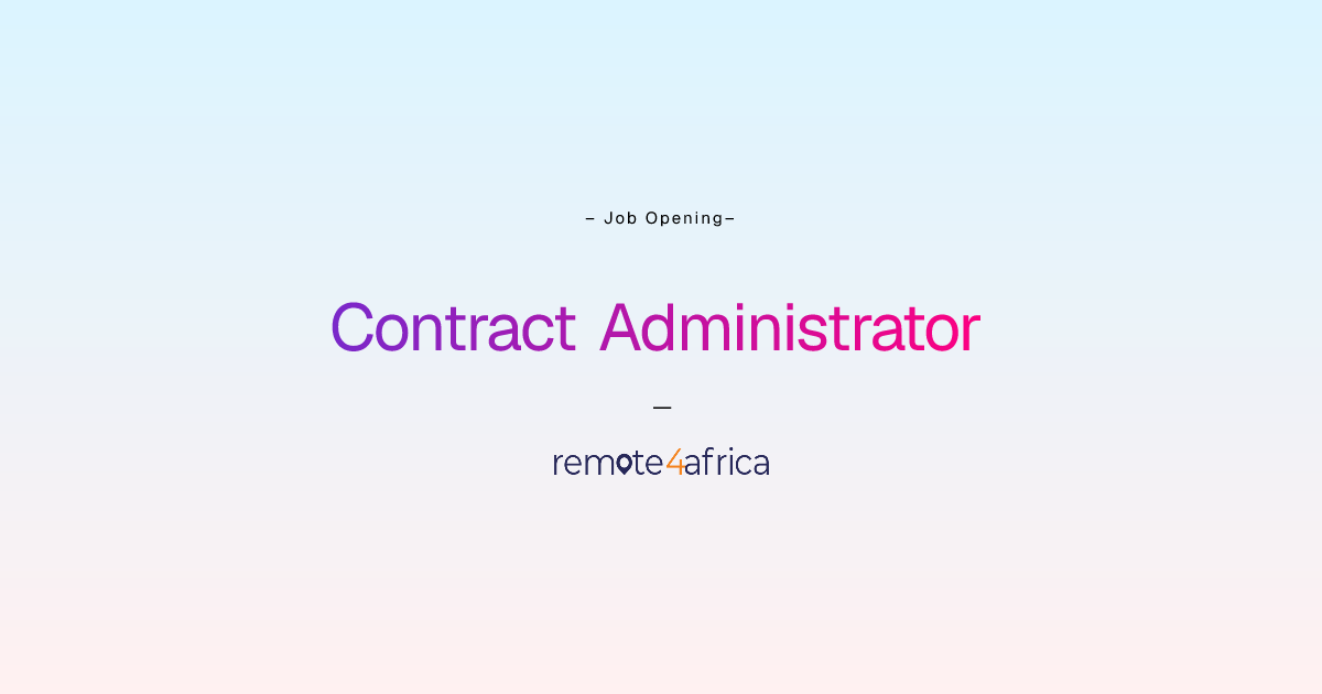 Remote Contract Administrator job at Financial Services / FinTech ...
