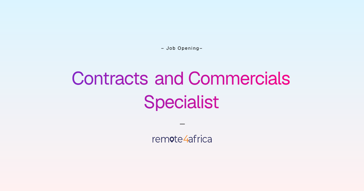 Remote Contracts and Commercials Specialist job at Human Resource ...