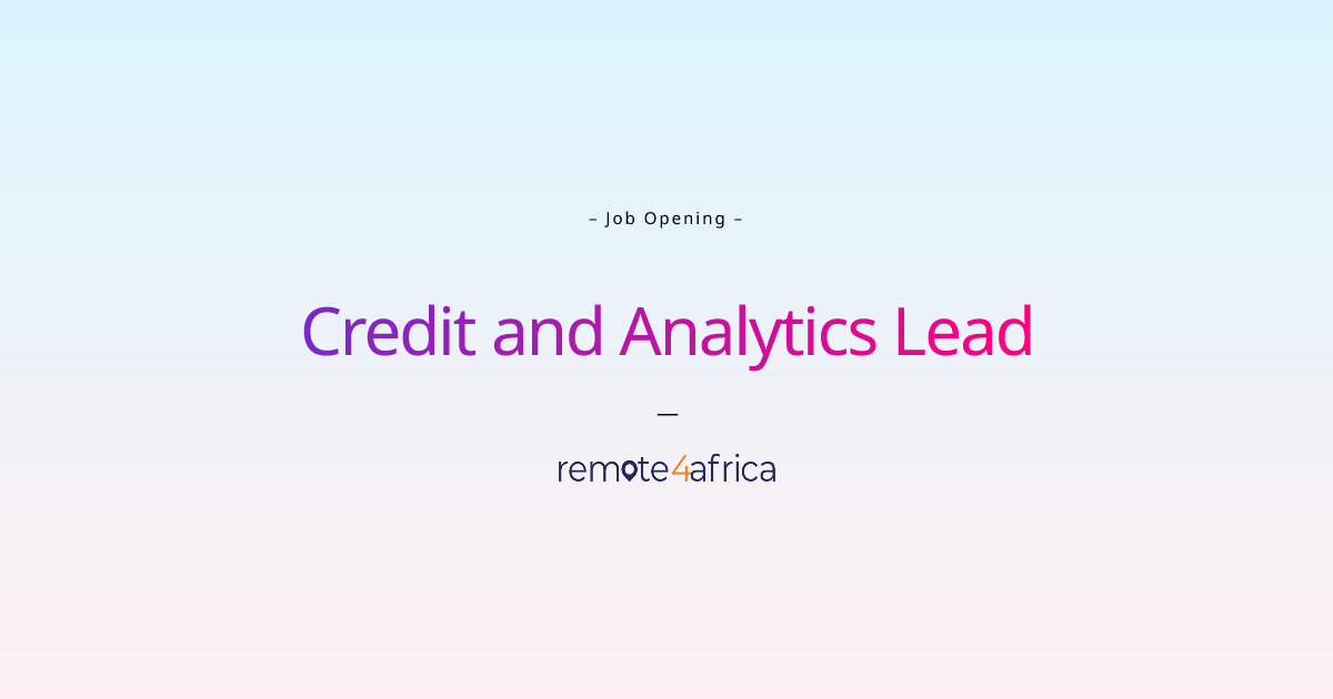 Remote Credit and Analytics Lead job at Financial Services / FinTech company | Remote4Africa