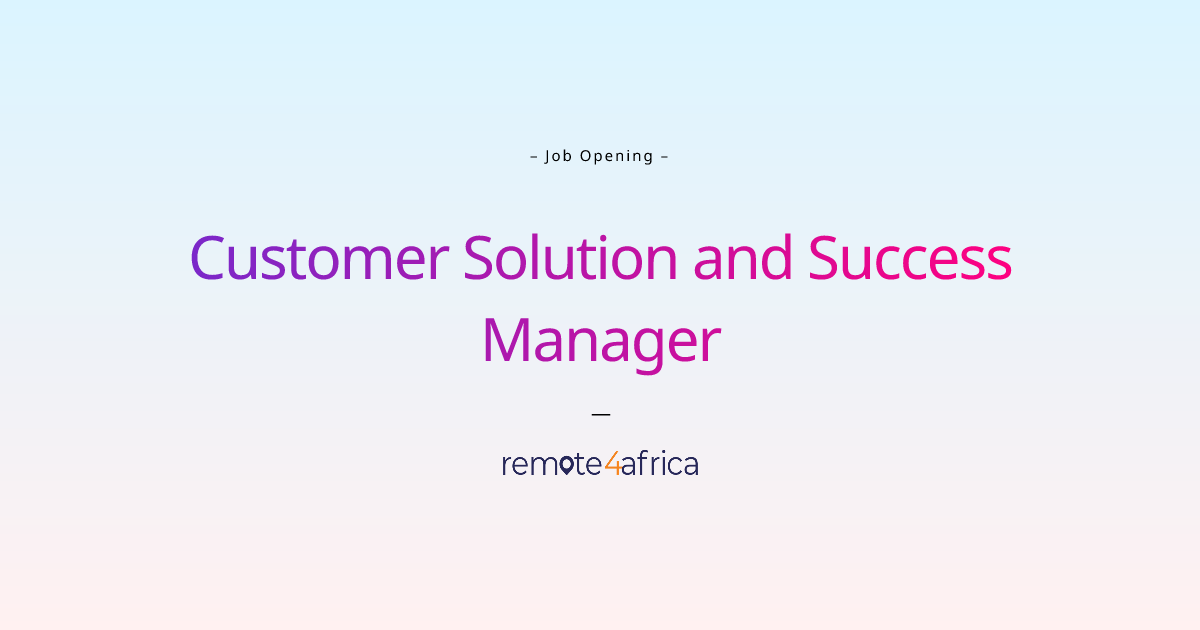 Remote Customer Solution and Success Manager job at IT ...