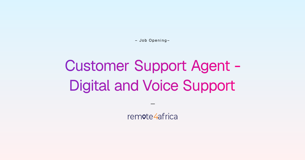 Remote Customer Support Agent - Digital and Voice Support job at IT ...