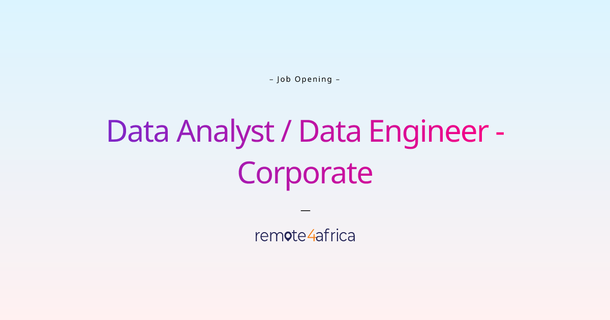 Remote Data Analyst / Data Engineer - Corporate & Investment Banking job at Human Resource ...