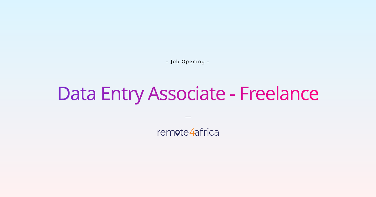 Remote Data Entry Associate - Freelance job at Internet Software ...