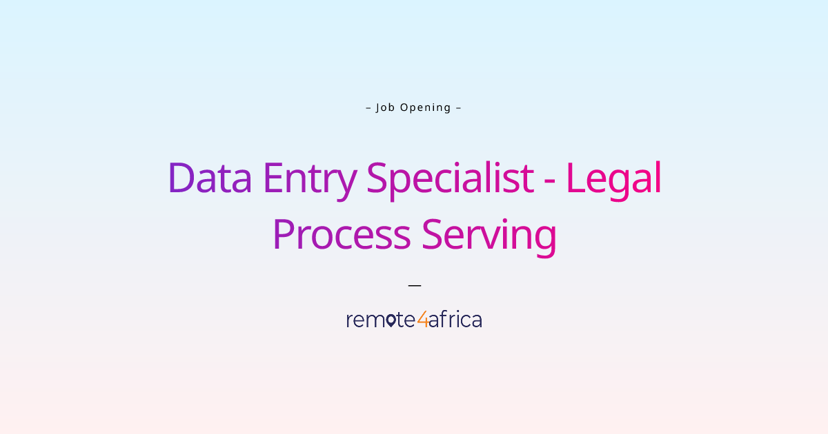 Remote Data Entry Specialist - Legal Process Serving job at Human ...
