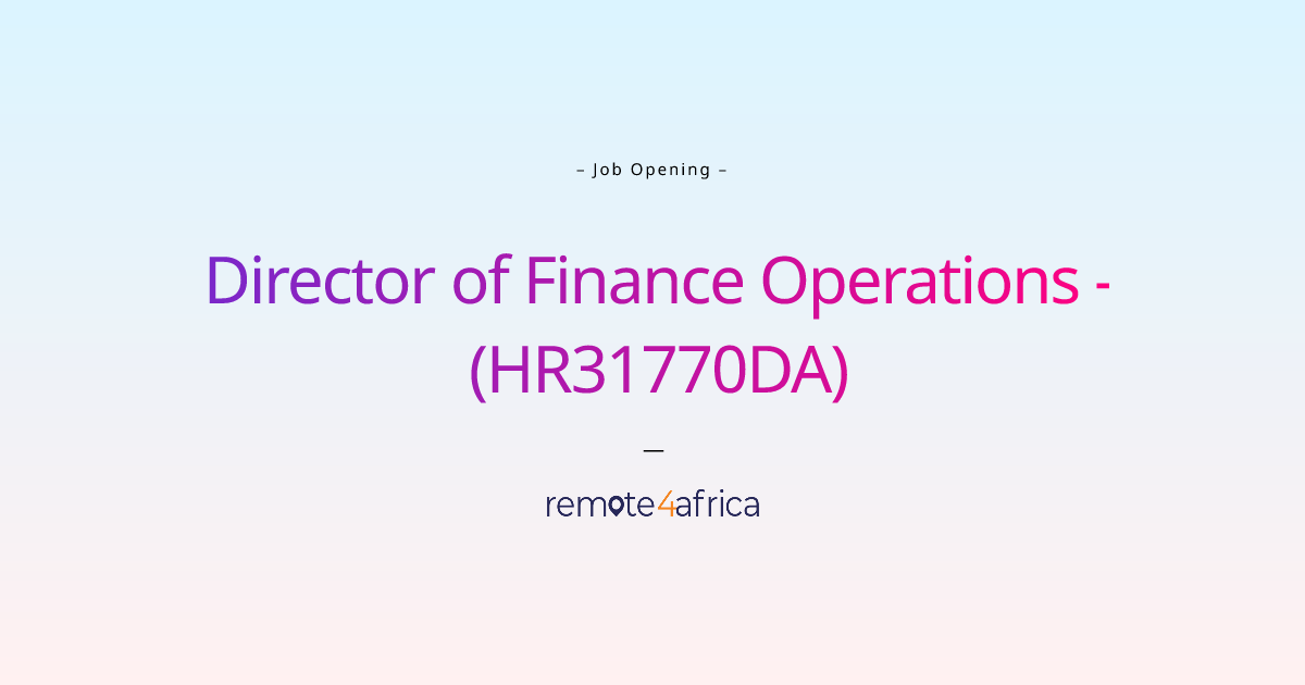 Remote Director of Finance Operations - (HR31770DA) job at Human Resource Services company ...