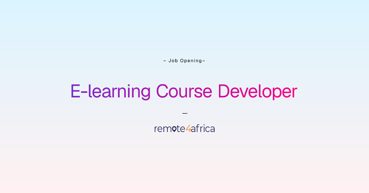 Remote E-learning Course Developer job at NGO / Non Profit company ...