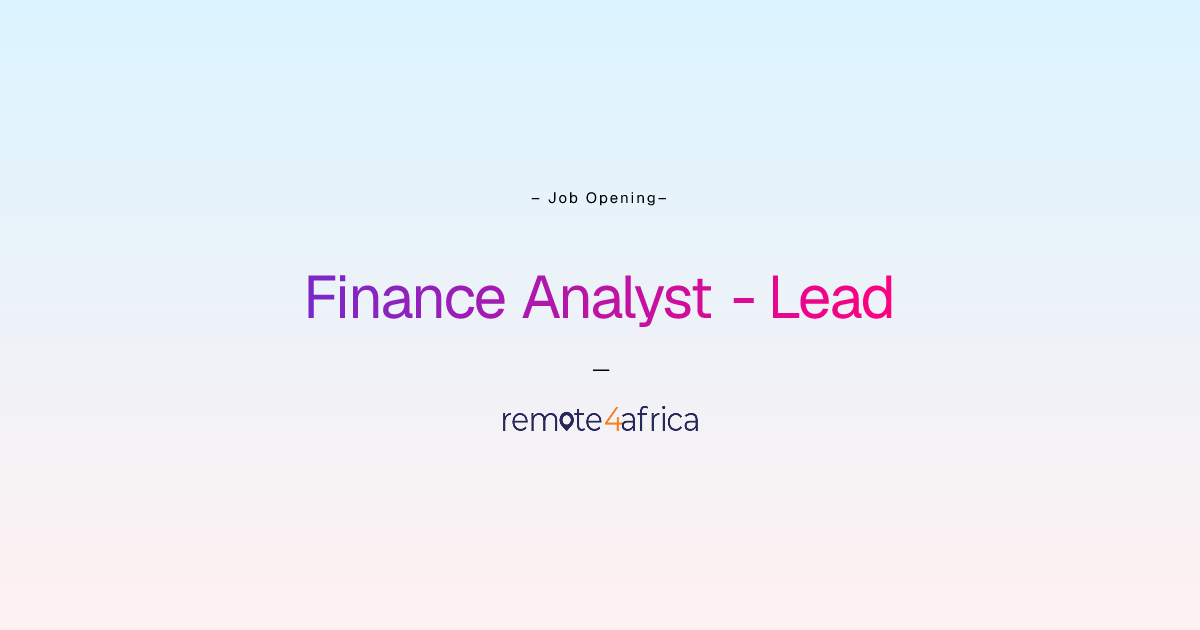 Remote Finance Analyst - Lead job at Health & Wellness company ...
