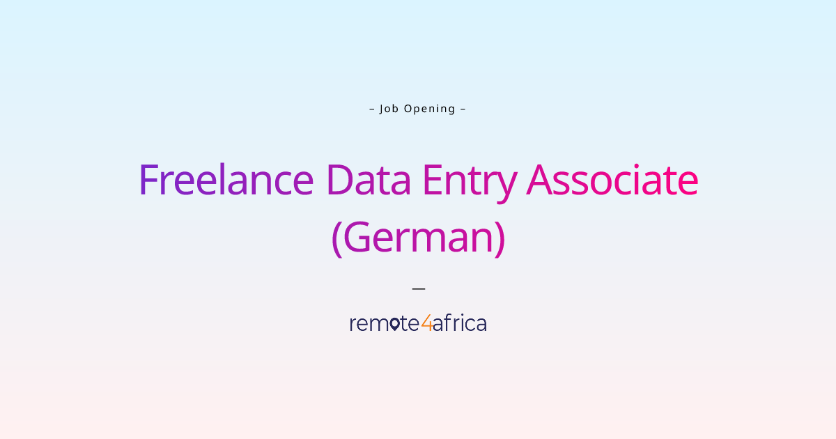 Remote Freelance Data Entry Associate (German) job at Internet Software ...