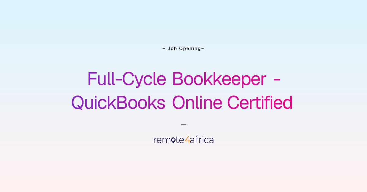 Remote Full-Cycle Bookkeeper - QuickBooks Online Certified job at Human ...