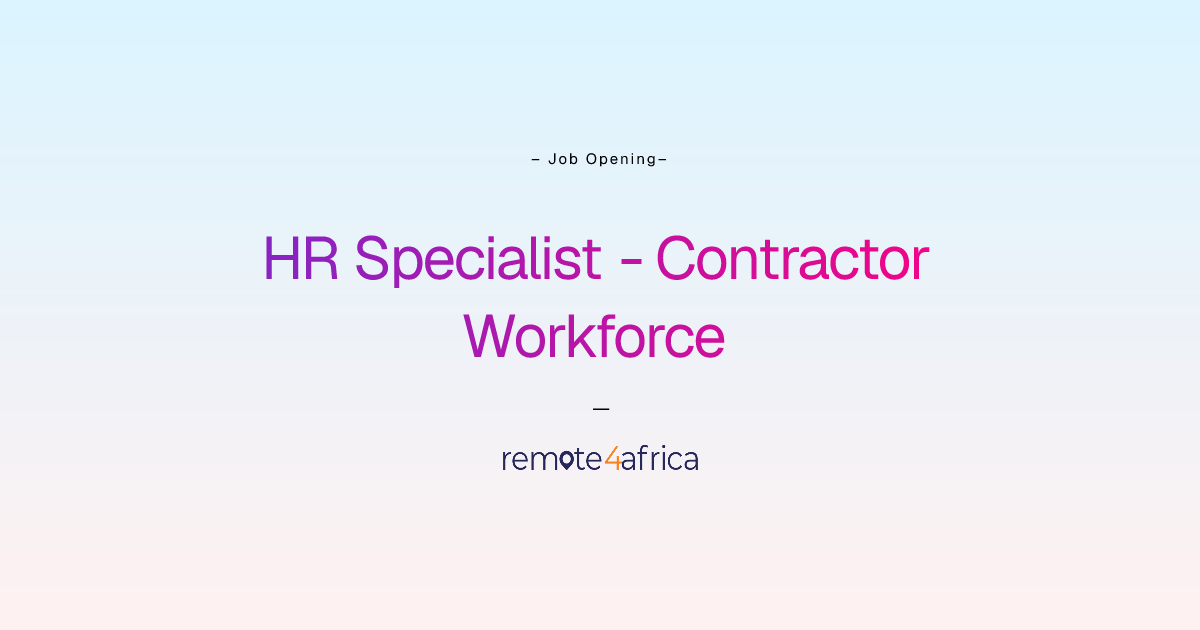 Remote HR Specialist - Contractor Workforce job at Human Resource ...