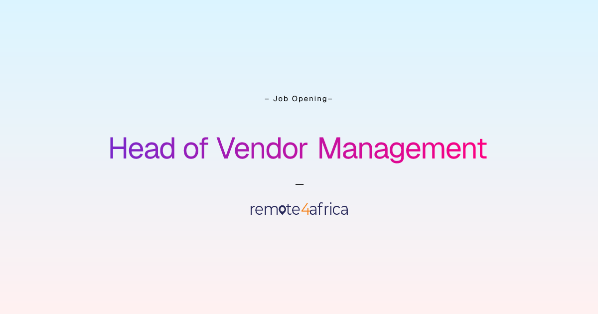 Remote Head of Vendor Management job at Financial Services / FinTech ...