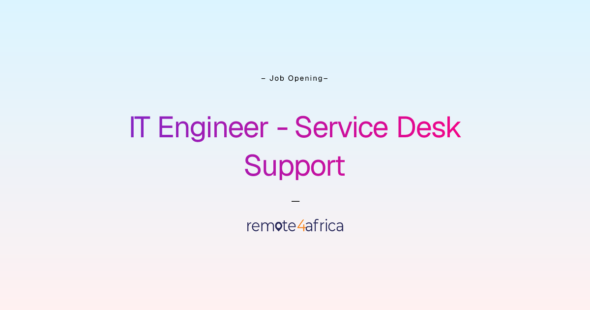 Remote IT Engineer - Service Desk Support job at Human Resource ...