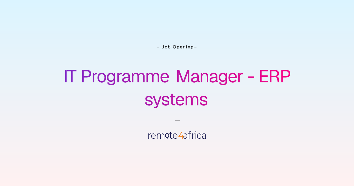 Remote IT Programme Manager - ERP systems job at Legal Services company ...