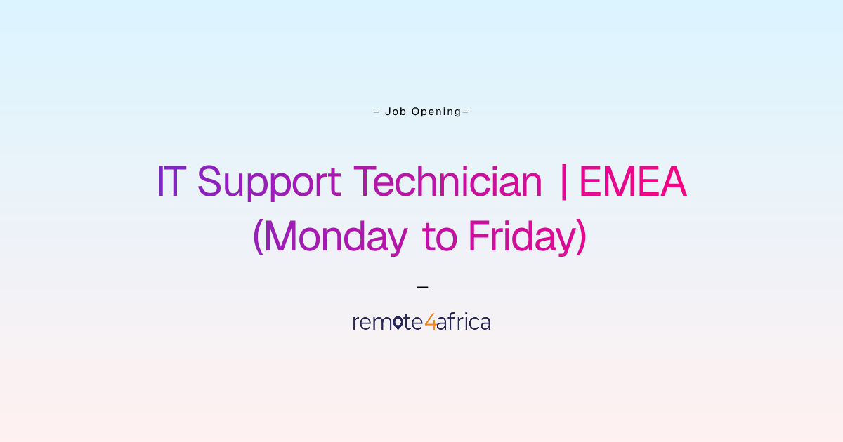 Remote IT Support Technician | EMEA (Monday to Friday) job at Human ...
