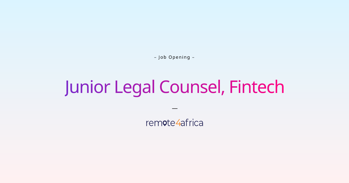 Remote Junior Legal Counsel, Fintech job at Human Resource Services ...