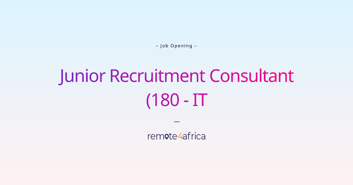 Remote Junior Recruitment Consultant (180 - IT & Tech Focus) job at Human Resource Services ...