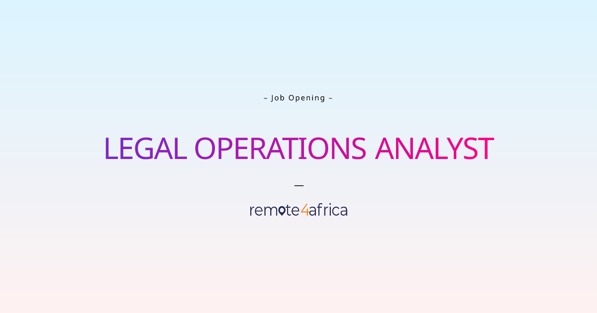 Remote LEGAL OPERATIONS ANALYST job at Financial Services / FinTech ...