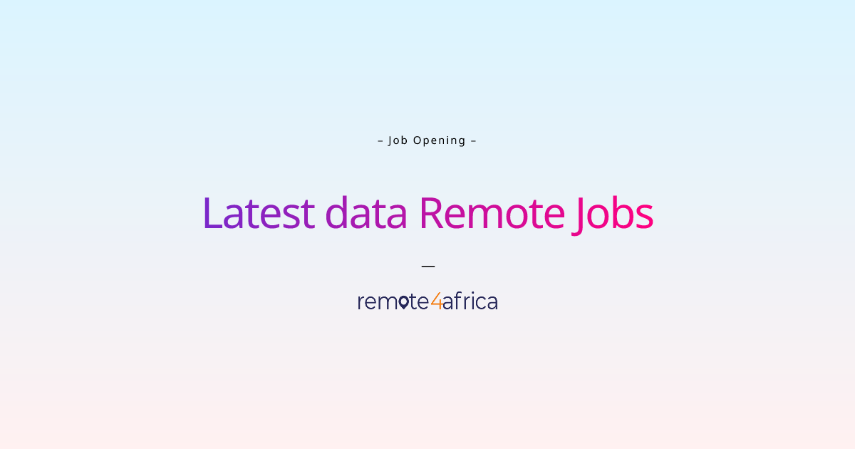 Latest data Remote Jobs | Remote4Africa