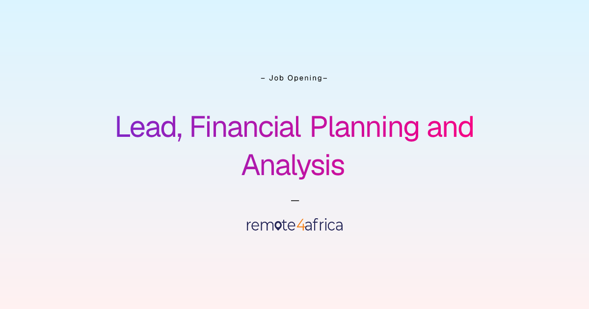 Remote Lead, Financial Planning and Analysis job at Health care company ...