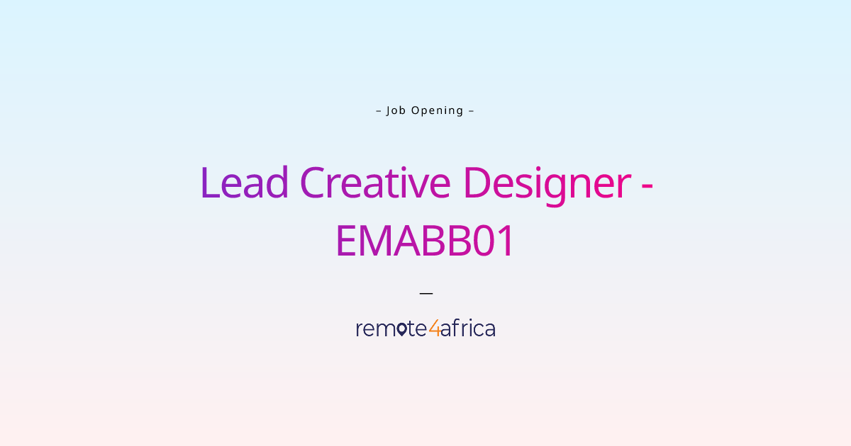 Remote Lead Creative Designer - EMABB01 job at Human Resource Services ...