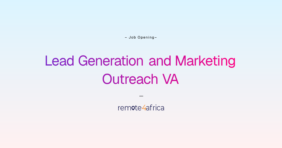 Remote Lead Generation and Marketing Outreach VA job at Human Resource ...