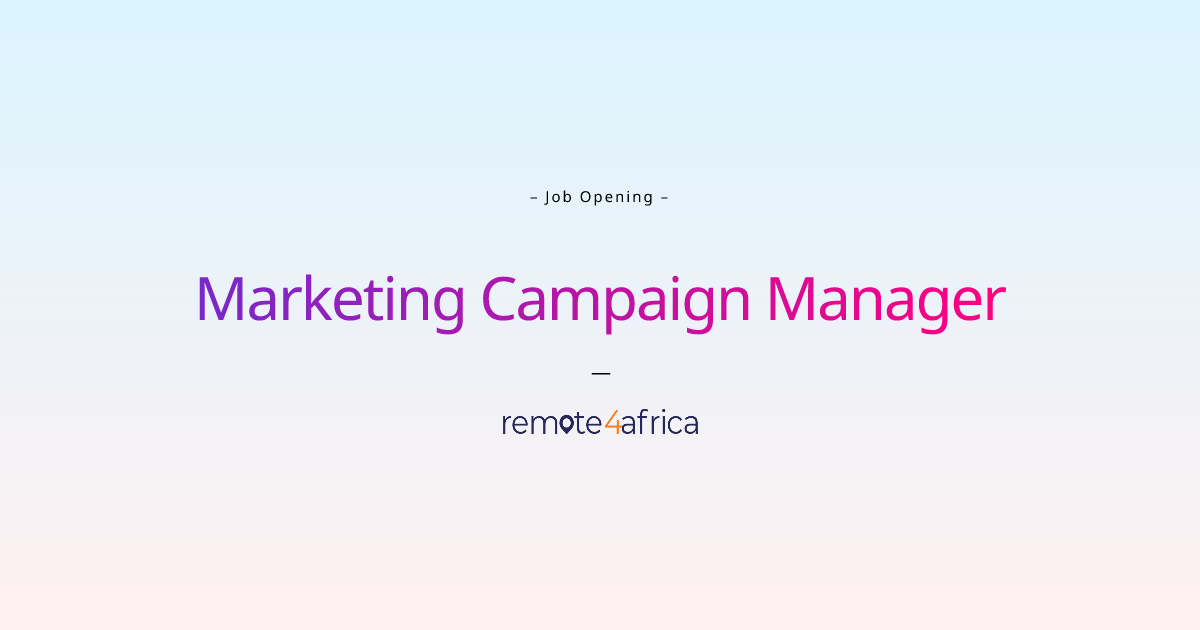 Remote Marketing Campaign Manager job at Financial Services / FinTech ...