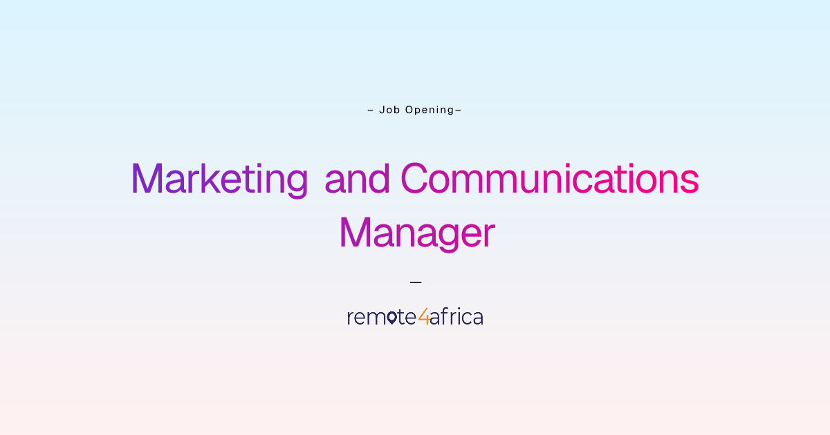 Remote Marketing and Communications Manager job at NGO / Non Profit ...