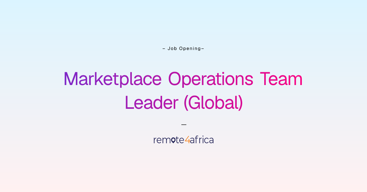Remote Marketplace Operations Team Leader (Global) job at E-commerce ...