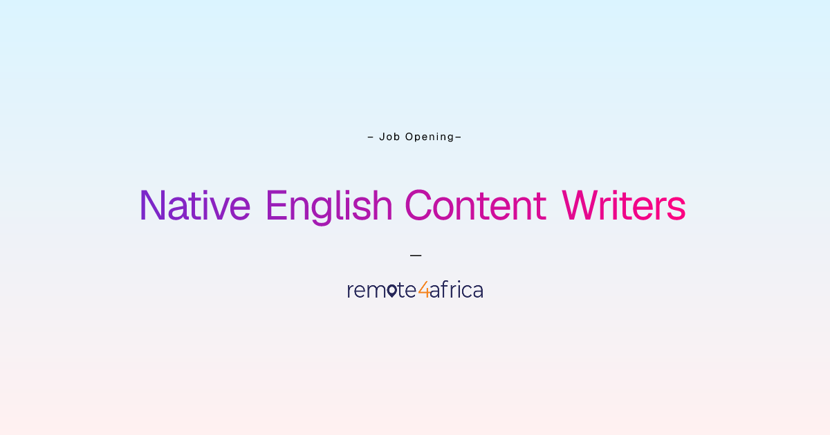 Remote (Hybrid) Native English Content Writers job at Human Resource ...
