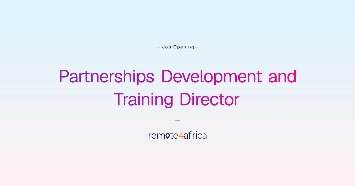 Remote Partnerships Development and Training Director job at NGO / Non ...