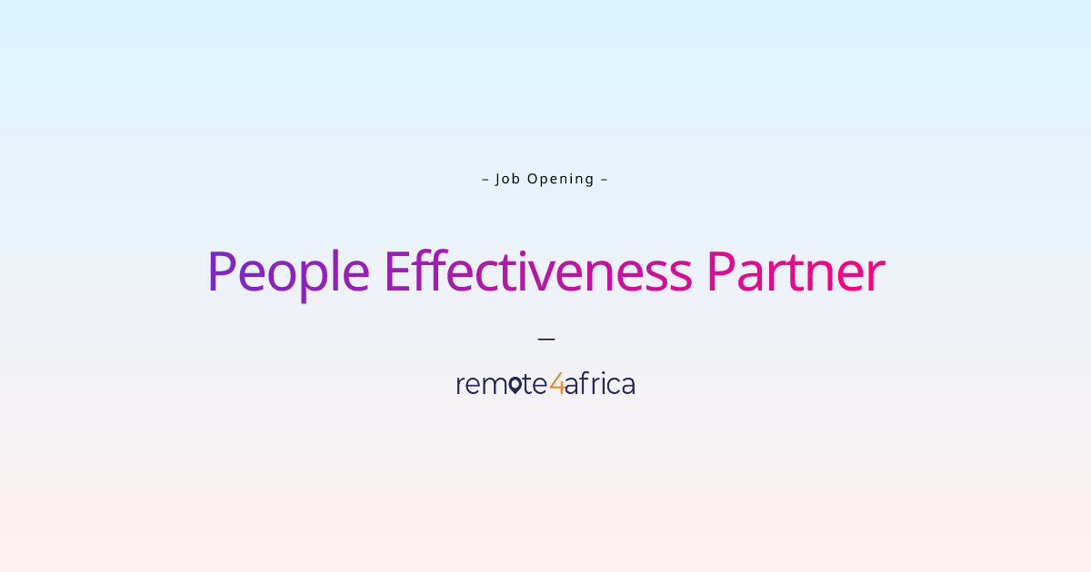 Remote People Effectiveness Partner job at Financial Services / FinTech ...