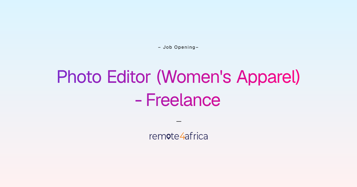 Remote Photo Editor (Women's Apparel) - Freelance job at Human Resource ...