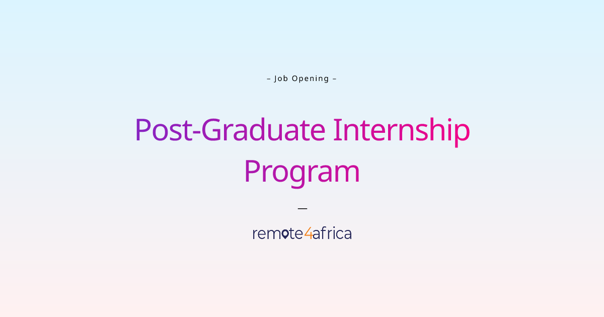 Remote Post-Graduate Internship Program job at IT / Telecommunication ...