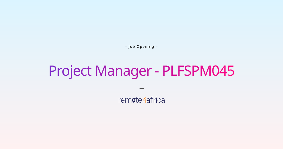 Remote Project Manager - PLFSPM045 job at Human Resource Services ...