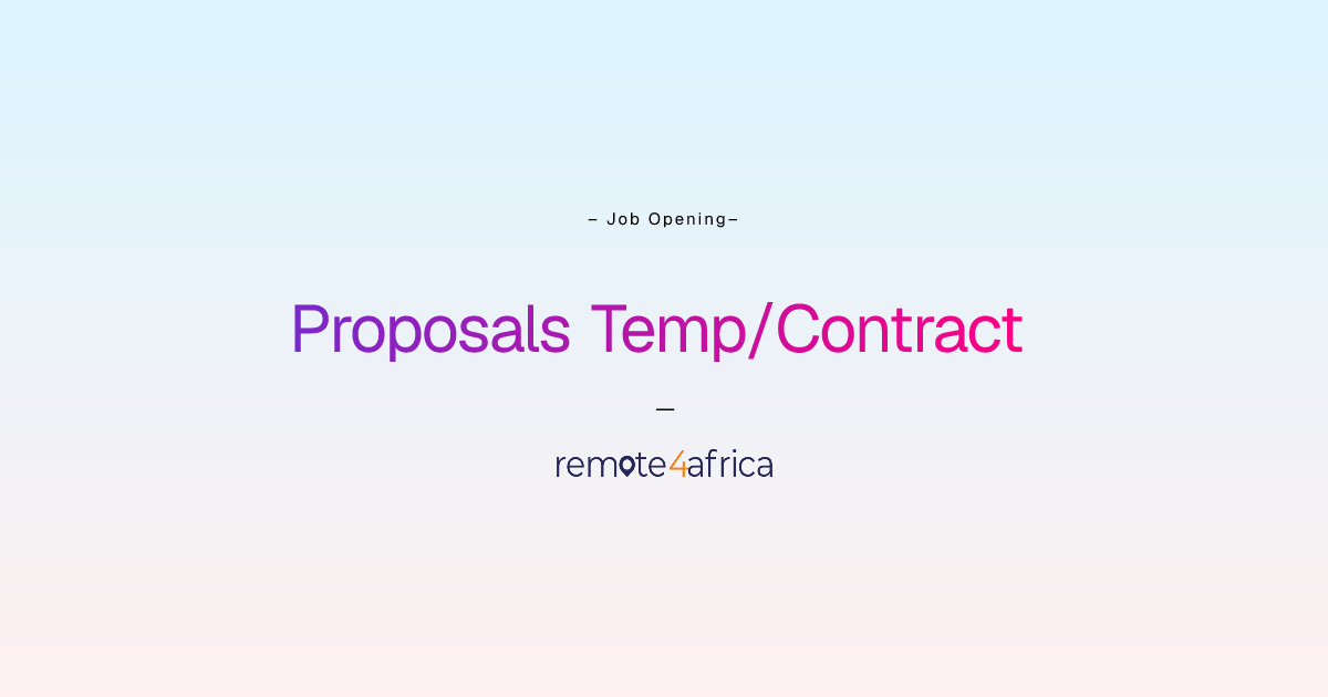 Remote Proposals Temp/Contract job at Education / E-learning company ...