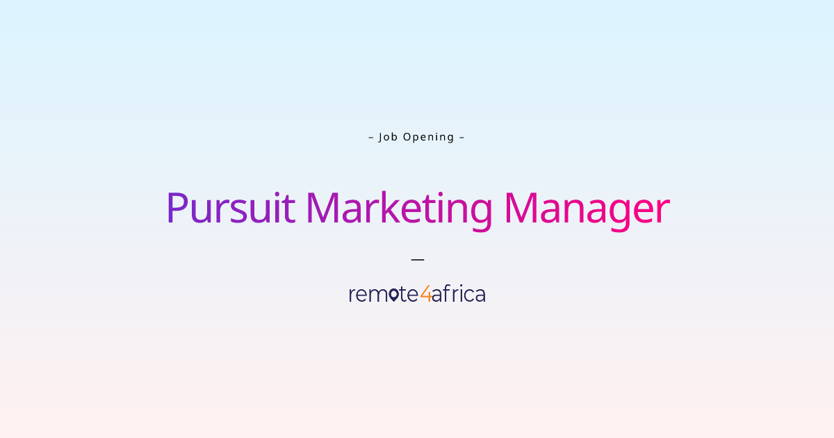 Remote Pursuit Marketing Manager job at Internet Software & Services ...