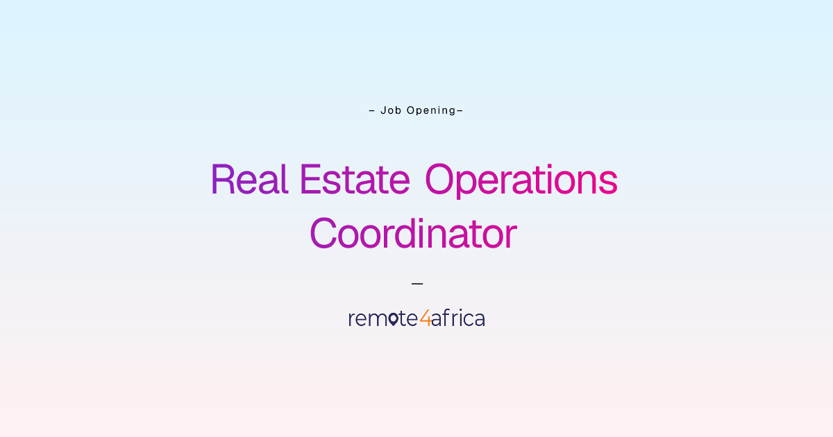 Remote Real Estate Operations Coordinator job at Human Resource ...