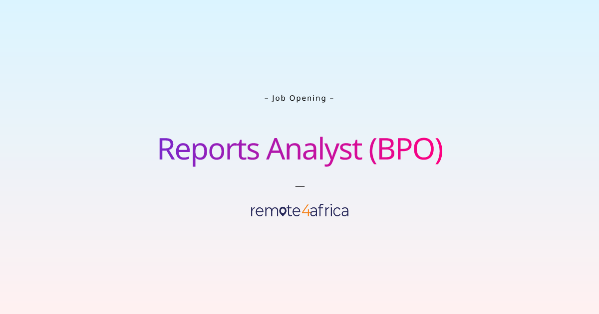 Remote Reports Analyst (BPO) job at Human Resource Services company ...