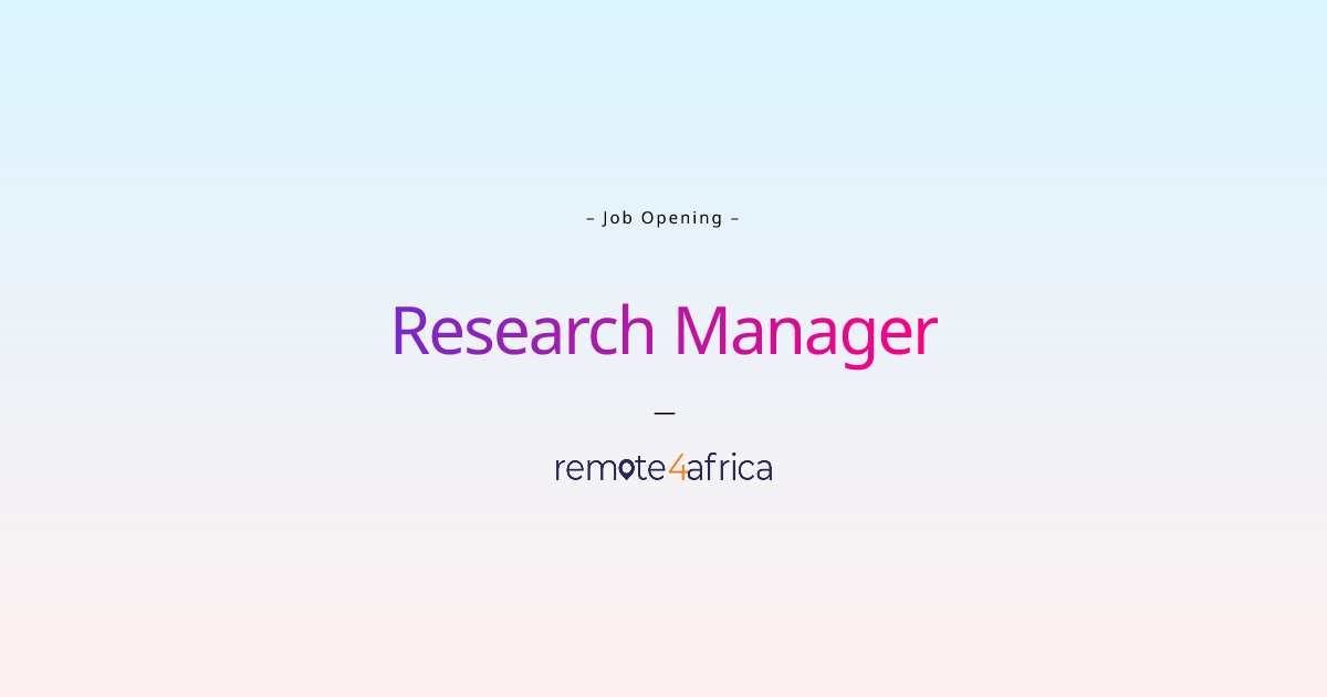 Remote Research Manager job at Internet Software & Services company ...